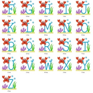 Crab, Embroidery Fonts, Summer Embroidery Designs, Monogram Font ...