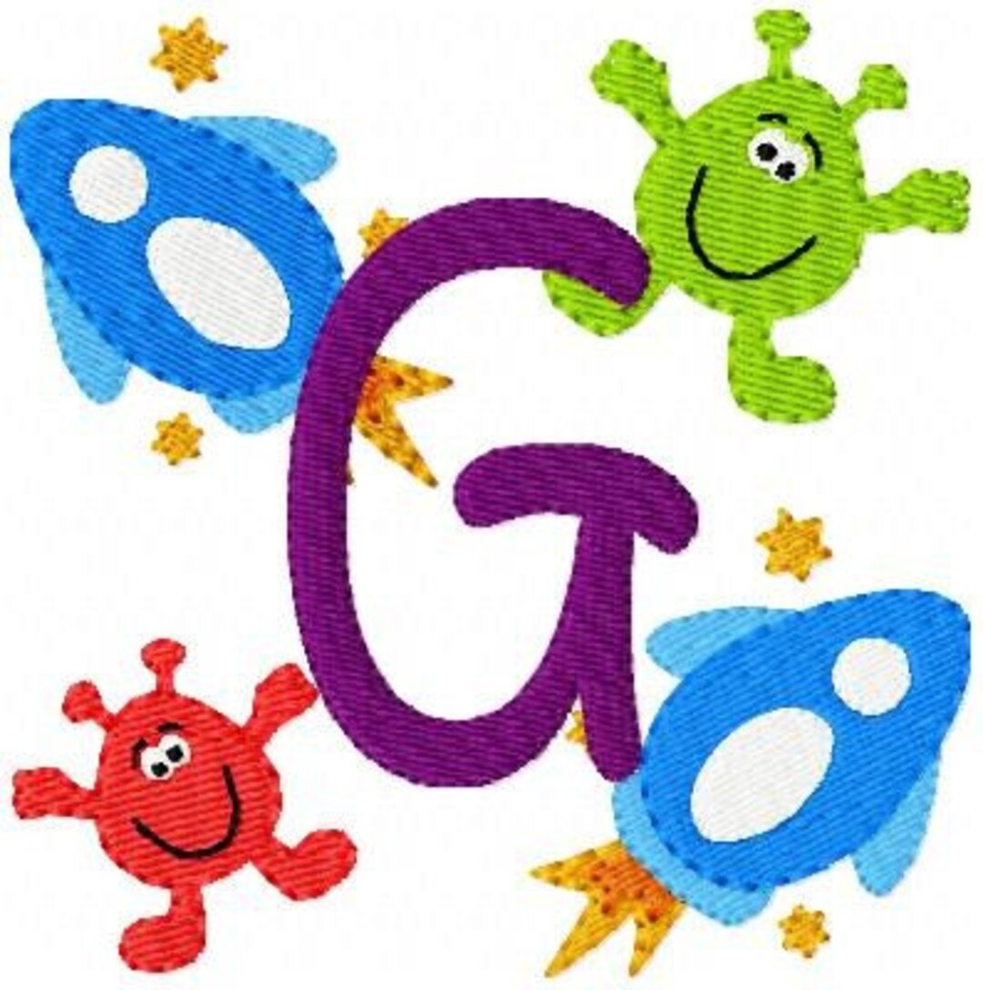 Space Machine Embroidery Mongram Font Set // Space Embroidery Design ...