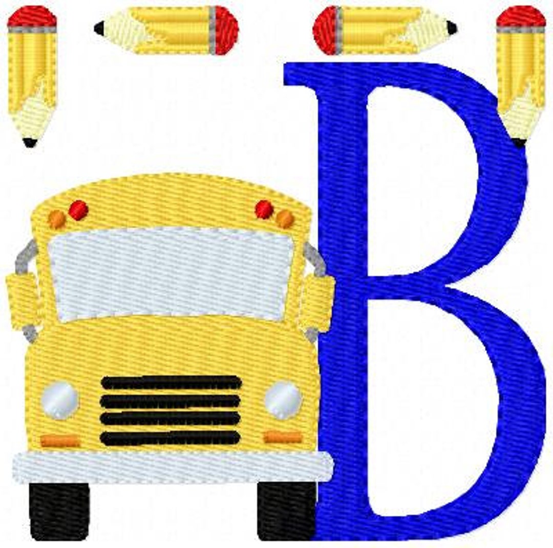 Embroidery Fonts, School // School Bus // Machine Embroidery Monogram ...