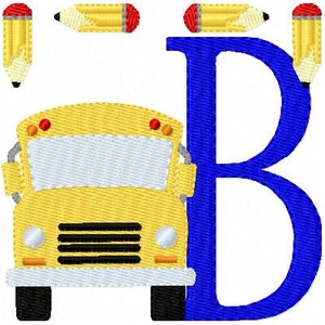 Embroidery Fonts, School // School Bus // Machine Embroidery Monogram ...