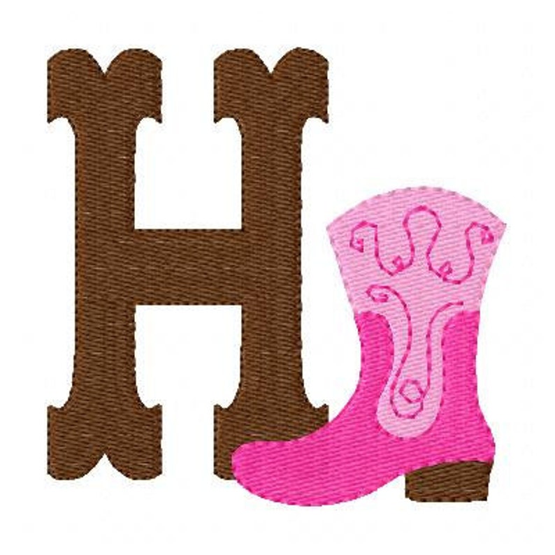 Cowgirl // Boot // Western // Monogram Machine Embroidery Font - Etsy