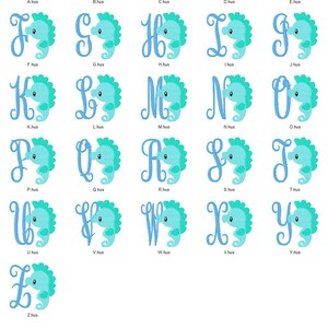 Sea Horse // Beach //machine Embroidery Monogram Font Set // Summer ...