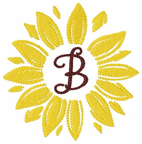 Sunflower Monogram Embroidery Font Design Set, Sunflower Embroidery ...