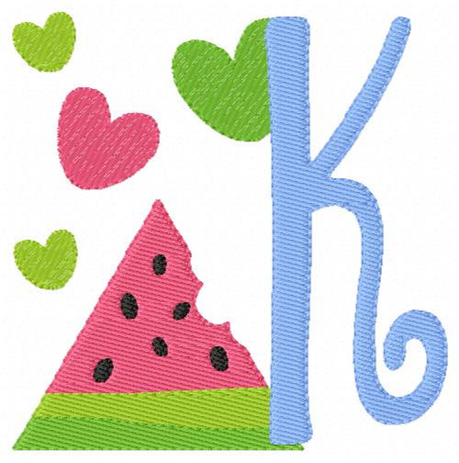 Watermelon Hearts Summer Monogram Embroidery Font Design Set ...