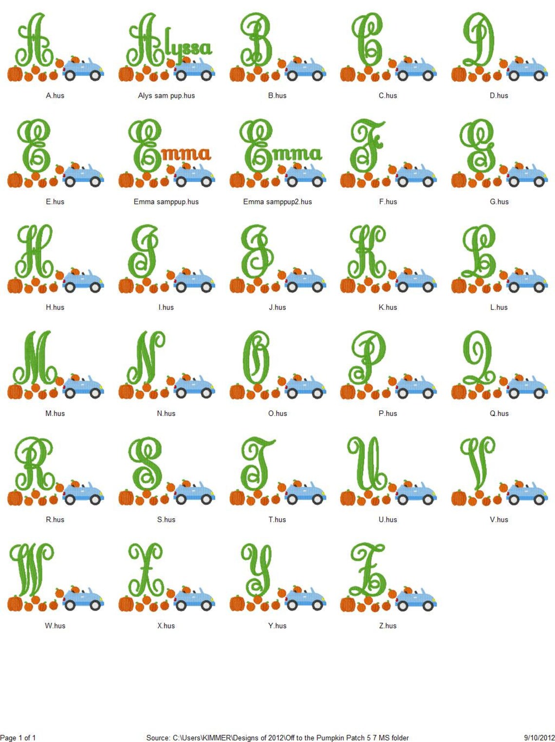 Pumpkin Monogram Embroidery Design Car Monogram Embroidery | Etsy