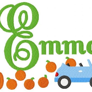 Pumpkin Monogram Embroidery Design, Car Monogram Embroidery Font Design ...