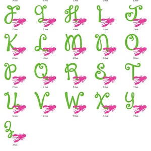 Crawfish, Monogram Embroidery Design, Embroidery Font, Monogram Font ...