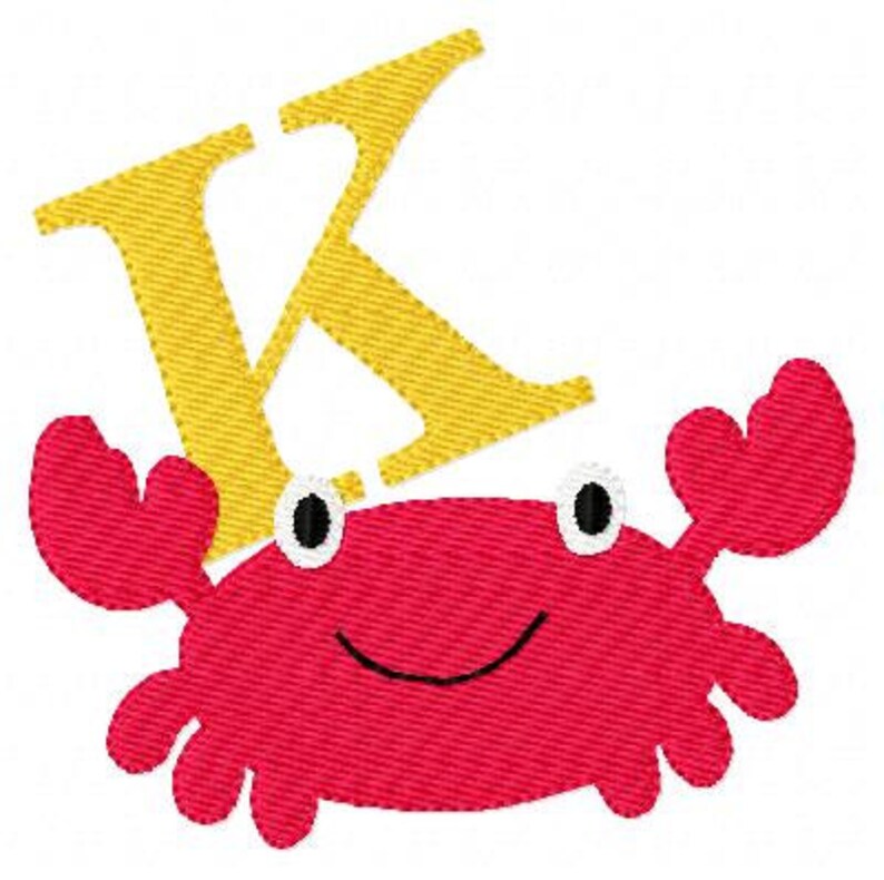 Crab Machine Embroidery Monogram Font Design Set , Summer, Sand, Beach ...
