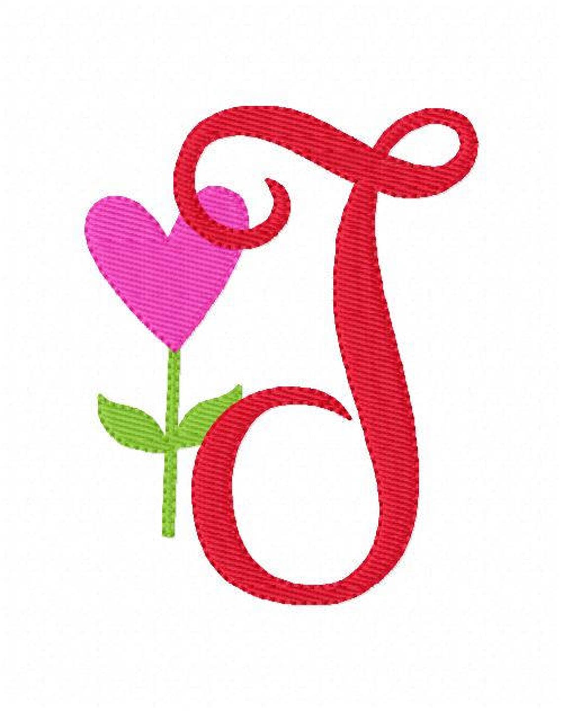 Heart Flower Valentine Machine Embroidery Monogram Font Design | Etsy