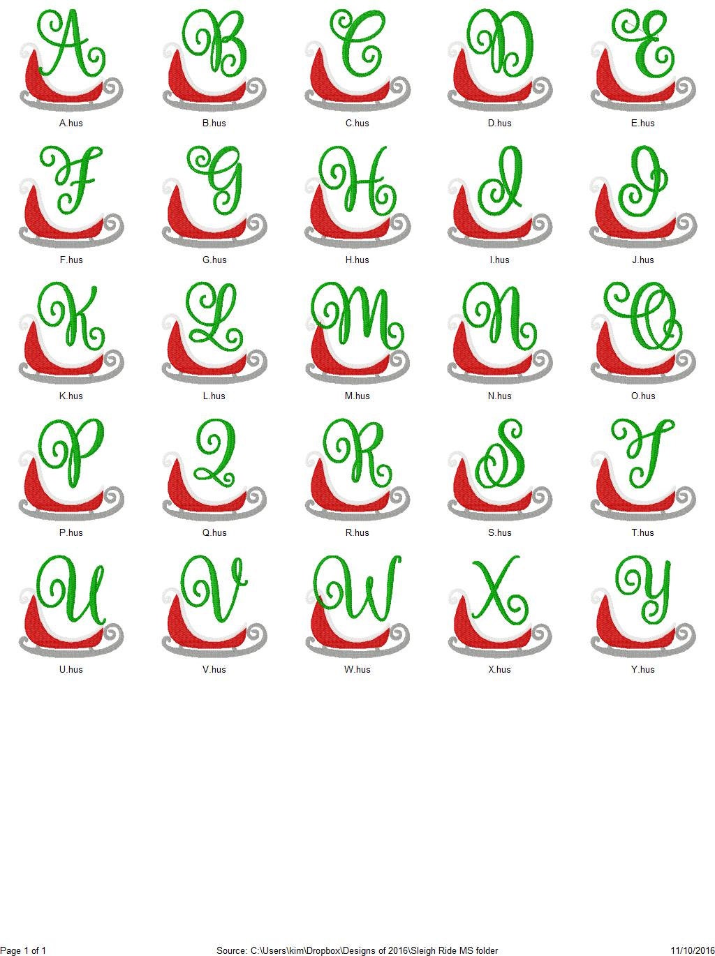 Sleigh Ride Christmas Embroidery Monogram Embroidery Design | Etsy