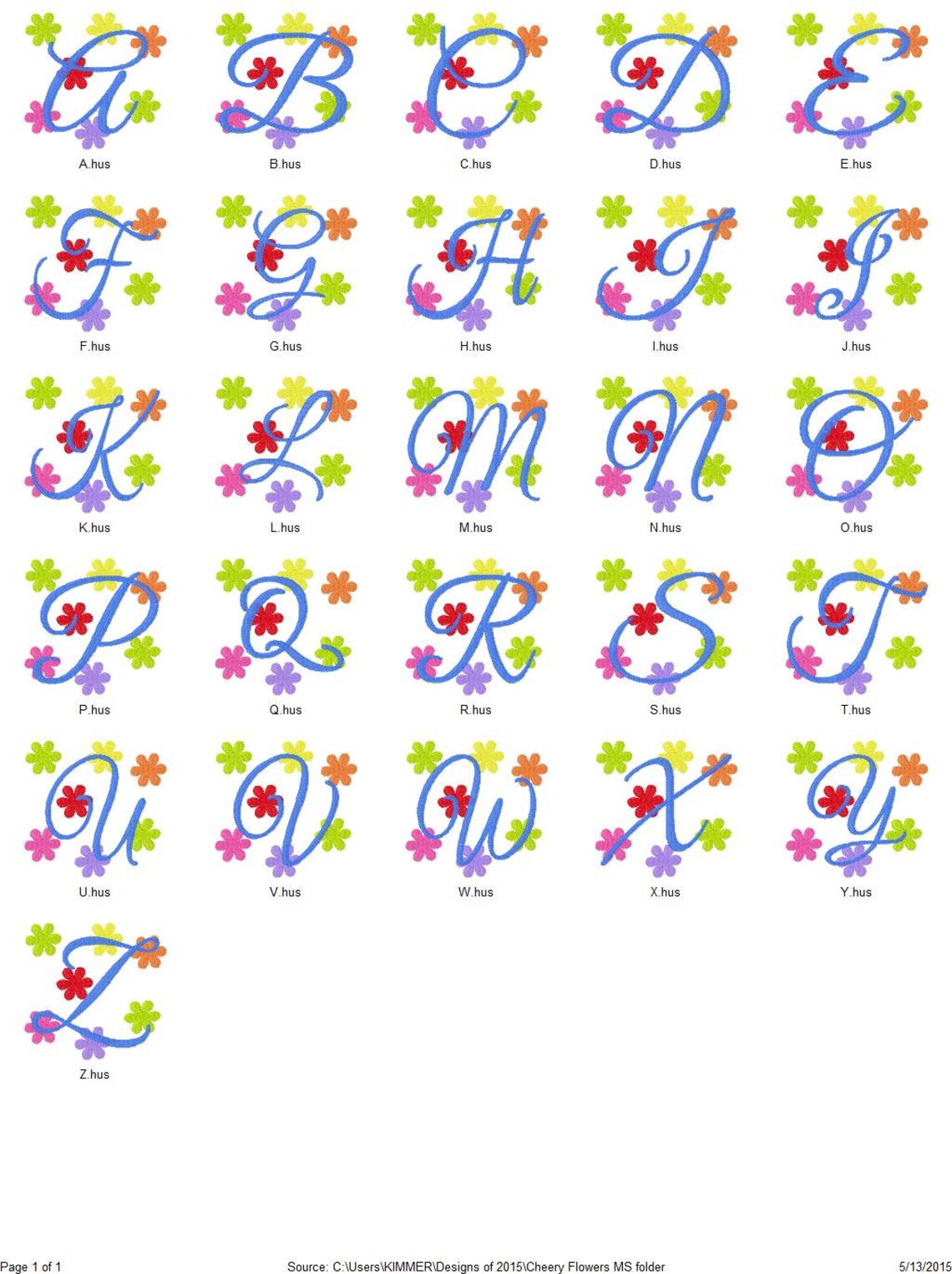 Flowers // Monogram Machine Embroidery Font Design Set - Etsy