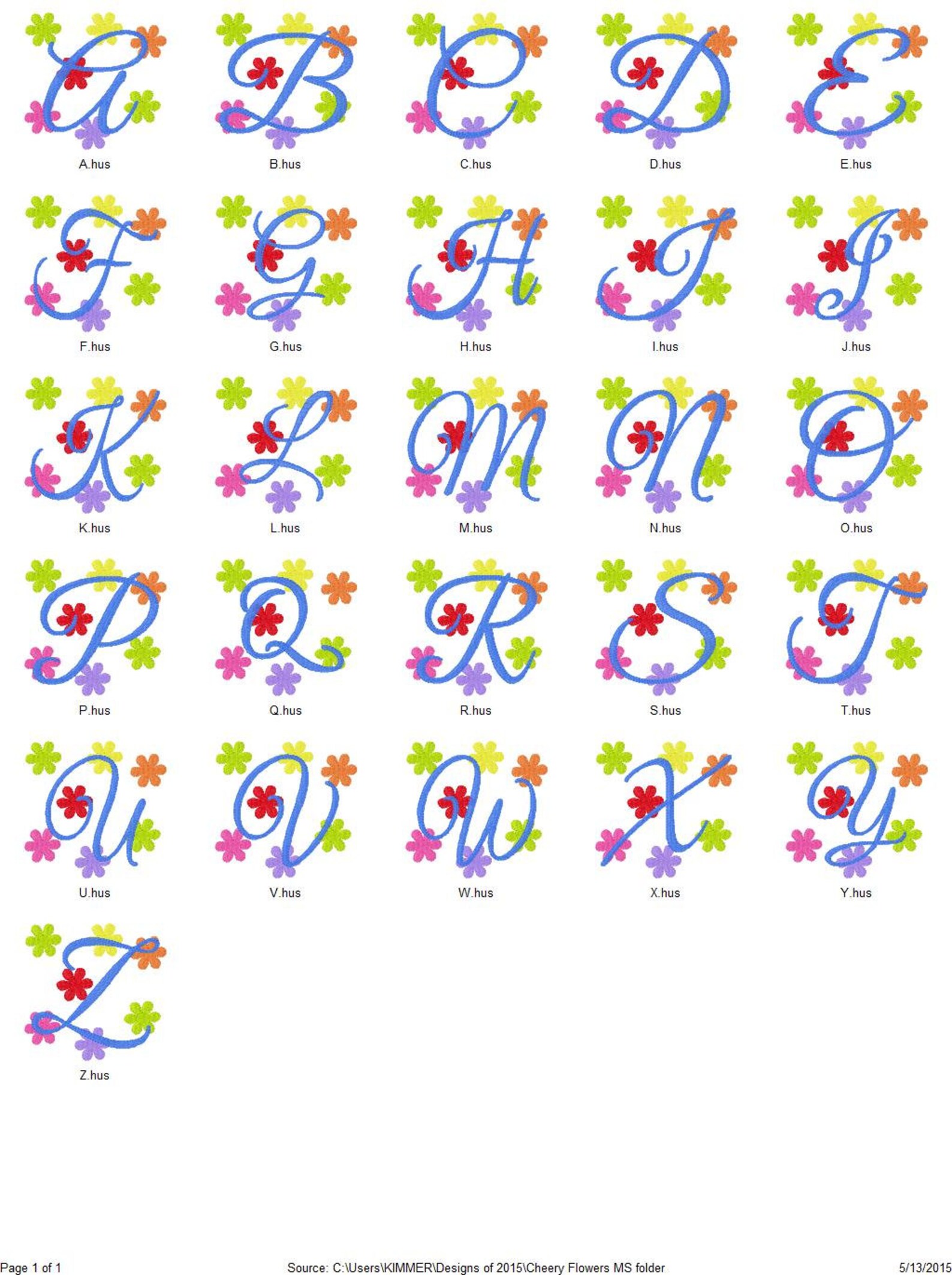 Flowers // Monogram Machine Embroidery Font Design Set - Etsy