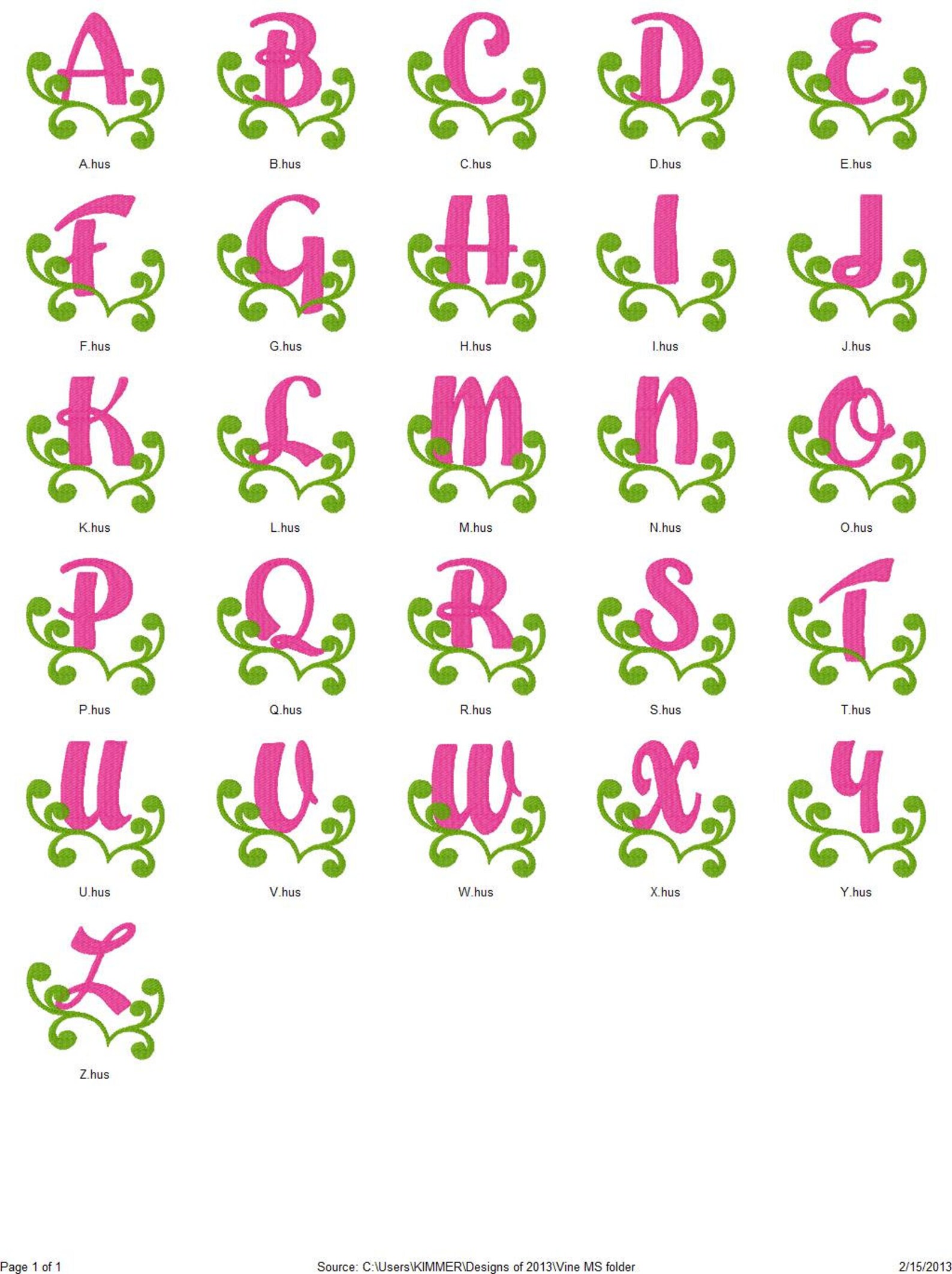 Vine Spring Machine Embroidery Monogram Design Set// - Etsy