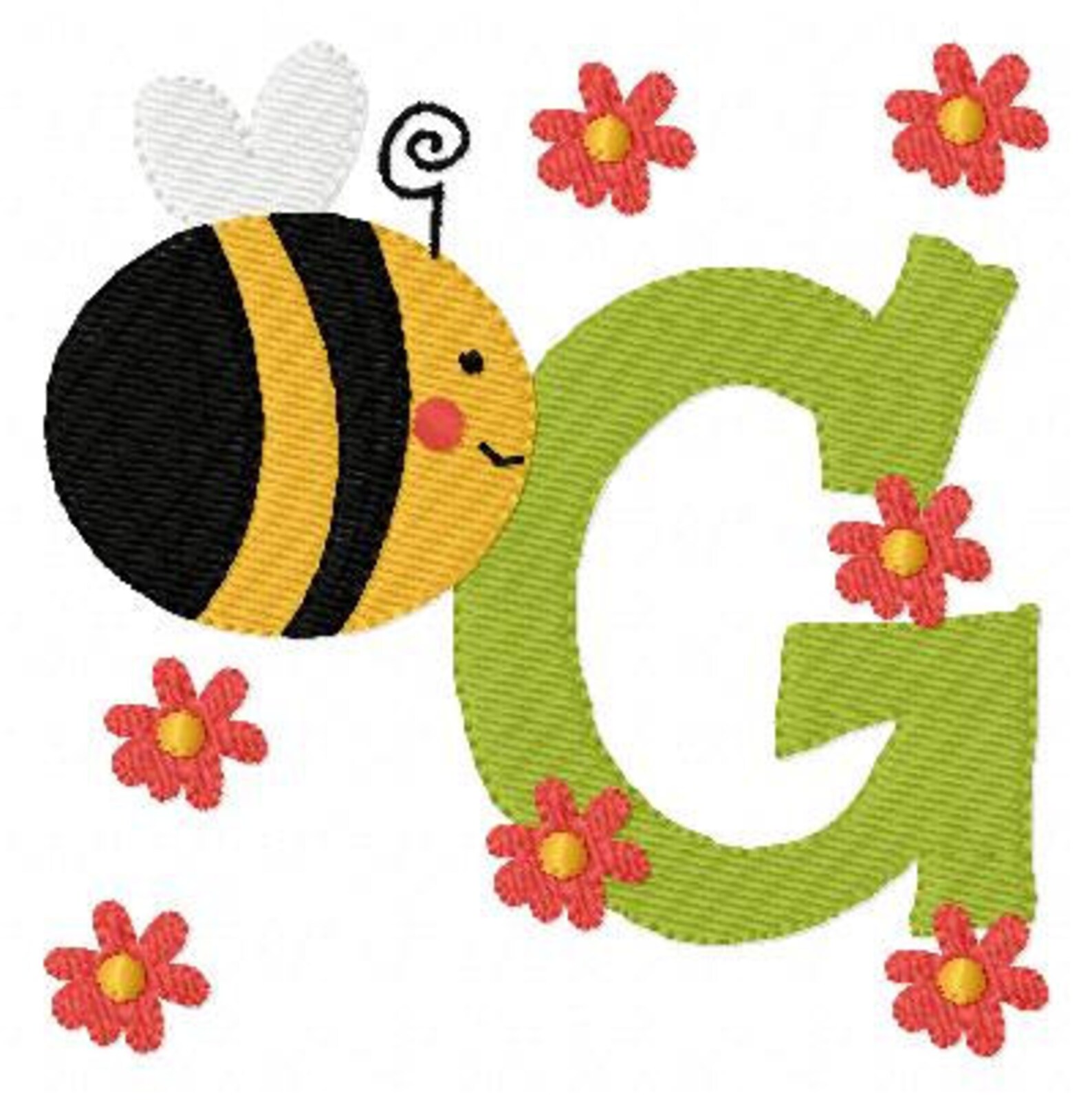 Bee With Flowers Machine Embroidery Monogram Design Set | Etsy