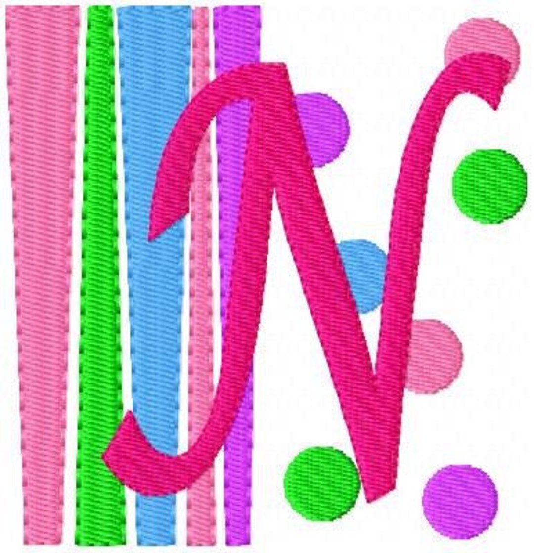 Stripes and Dots Monogram Embroidery Font Design Set, Machine ...