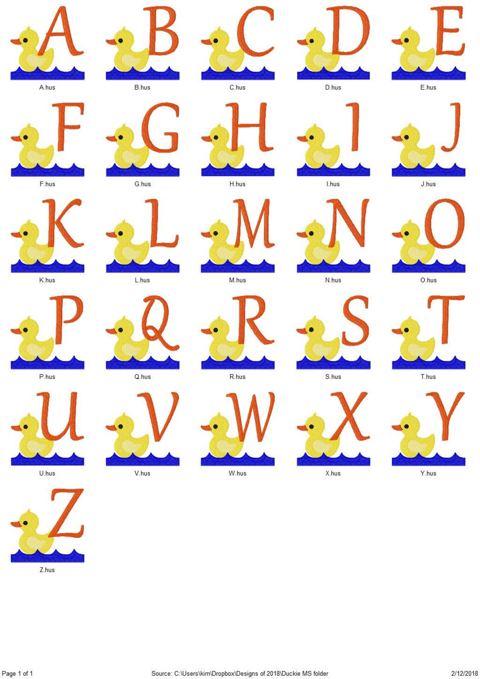 Duck, Baby, Monogram Font, Embroidery Font, Embroidery Pattern, Machine ...