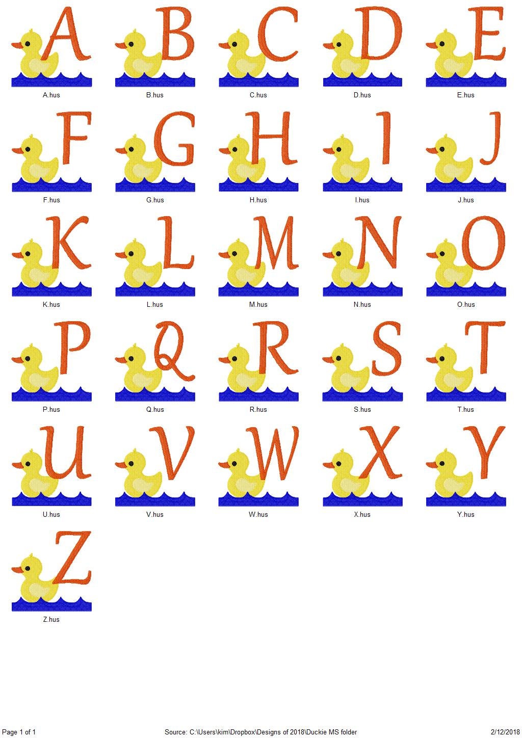 Duck Baby Monogram Font Embroidery Font Embroidery | Etsy