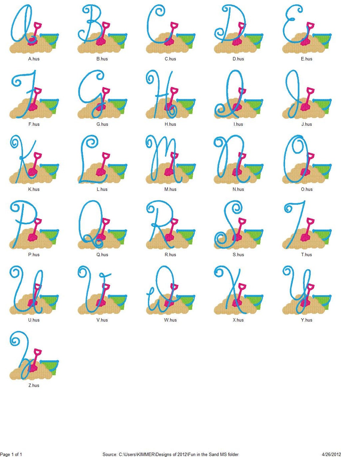 Sand, Summer, Beach, Machine Embroidery Design, Embroidery Font ...