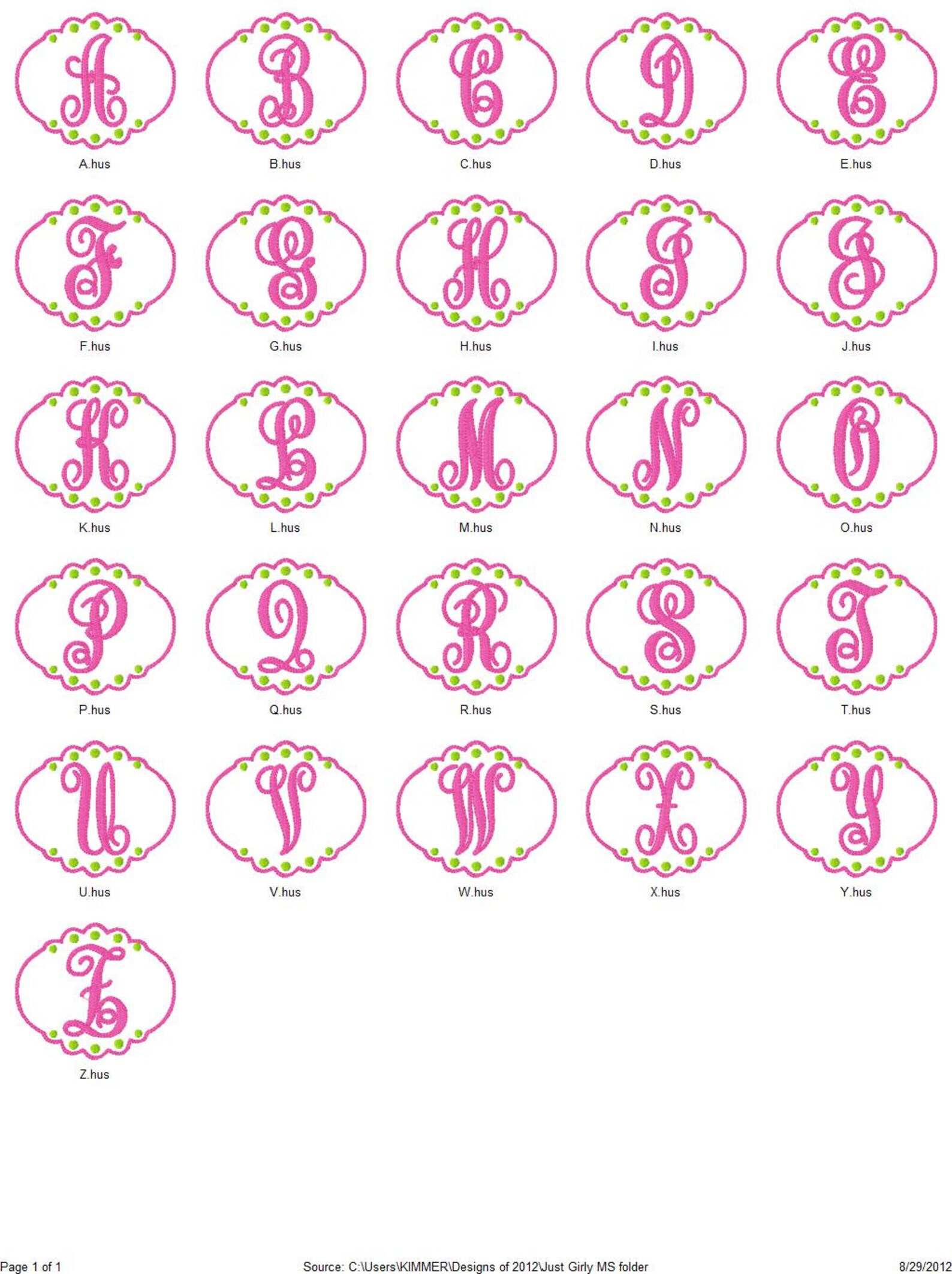 Just Girly Machine Embroidery Monogram Font Design Set | Etsy