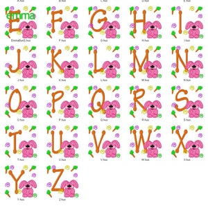 Spring Bunny Machine Embroidery Monogram Font Design Set, Machine ...