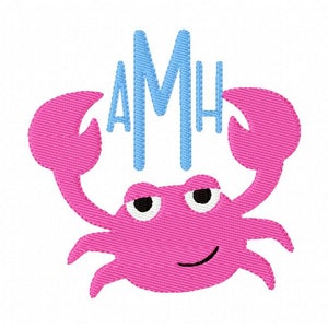 Crab Claws Summer 3 Letter Slim Monogram Embroidery Design | Etsy