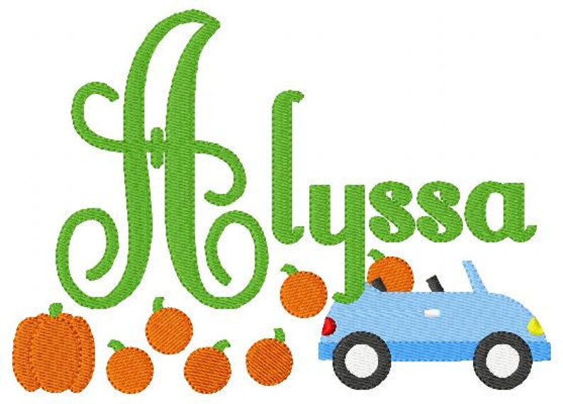 Pumpkin Monogram Embroidery Design Car Monogram Embroidery | Etsy