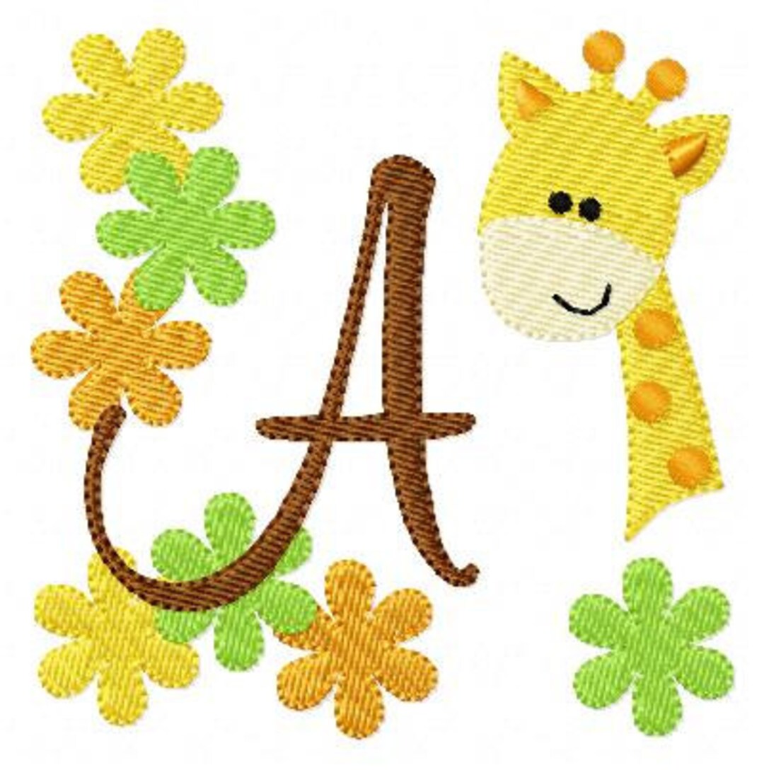 Giraffe Zoo Safari Machine Embroidery Monogram Font Set Joyful Stitches ...