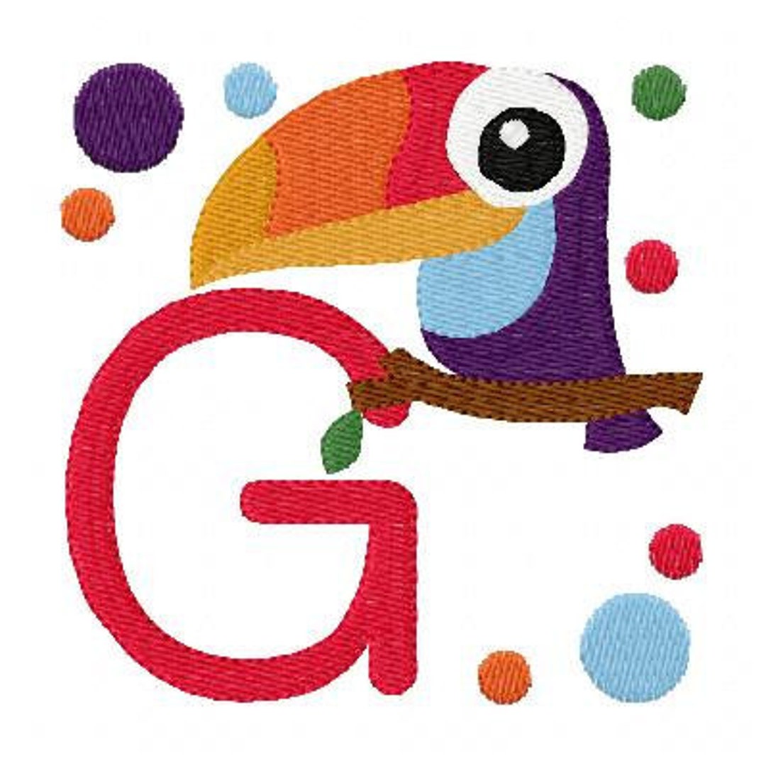 Toucan // Tropical // Monogram Embroidery Font Design Set, Machine ...