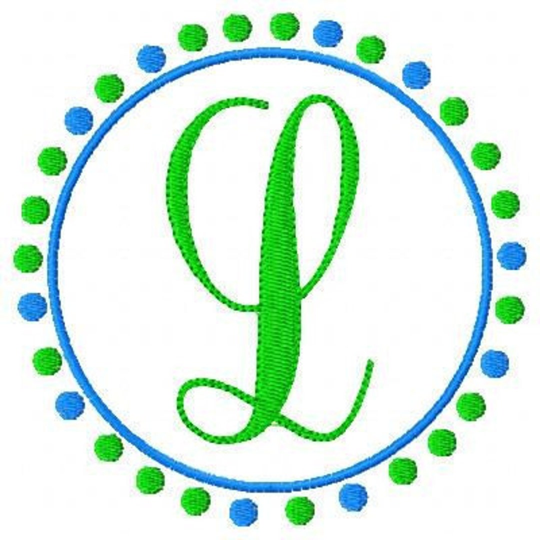 Circle Monogram With Dots, 5x7, Machine Embroidery Monogram Design Set ...