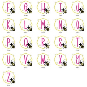 Honeycomb Bee Monogram Embroidery Design Font Set, Joyful Stitches, Bee ...