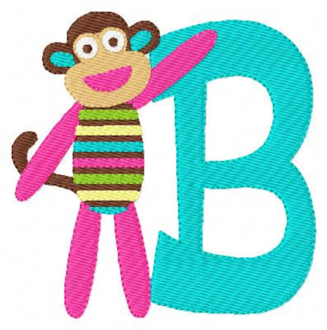 Rainbow Sock Monkey Machine Embroidery Monogram Design Set // Joyful ...