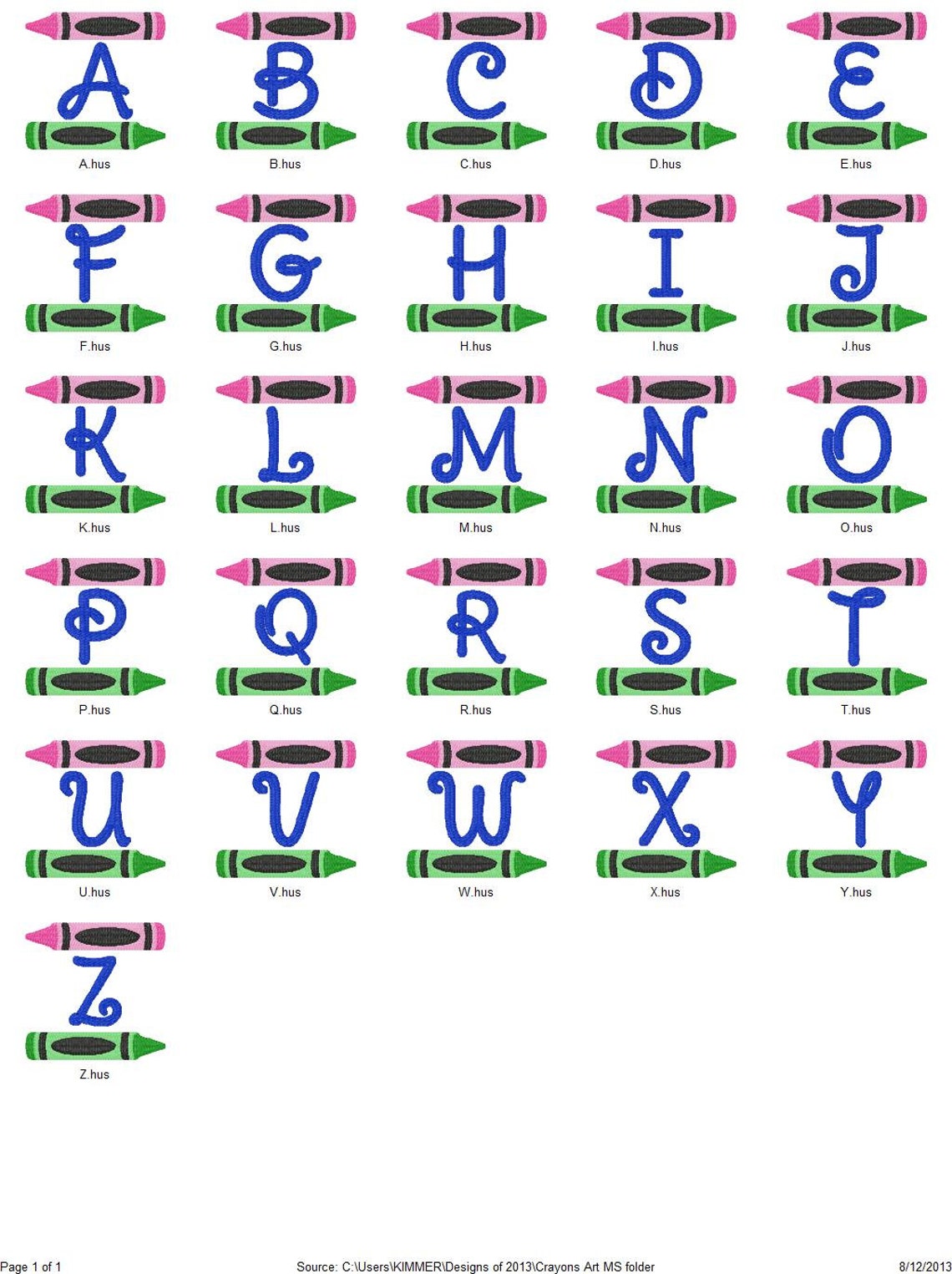Crayons // School // Monogram Machine Embroidery Font Design Set ...