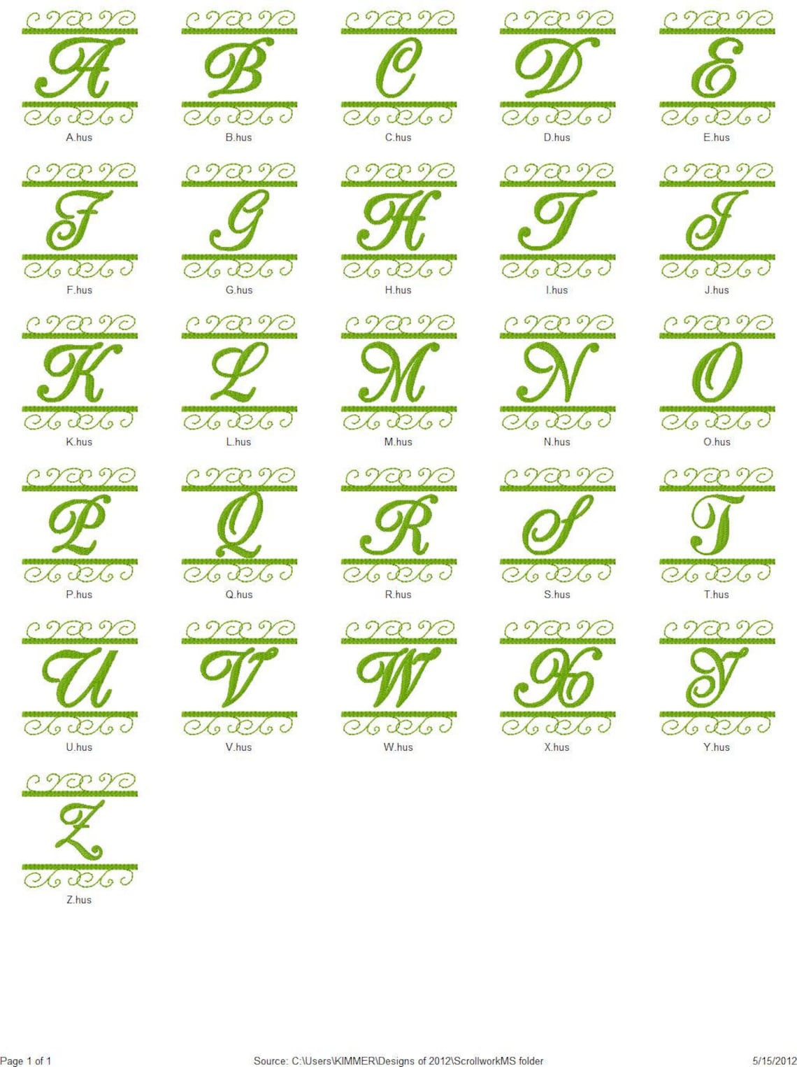 Monogram Machine Embroidery Font Design Set Scrolls Swirls | Etsy