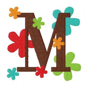 Flowers Monogram Embroidery Font Design Set. Machine Embroidery Designs ...