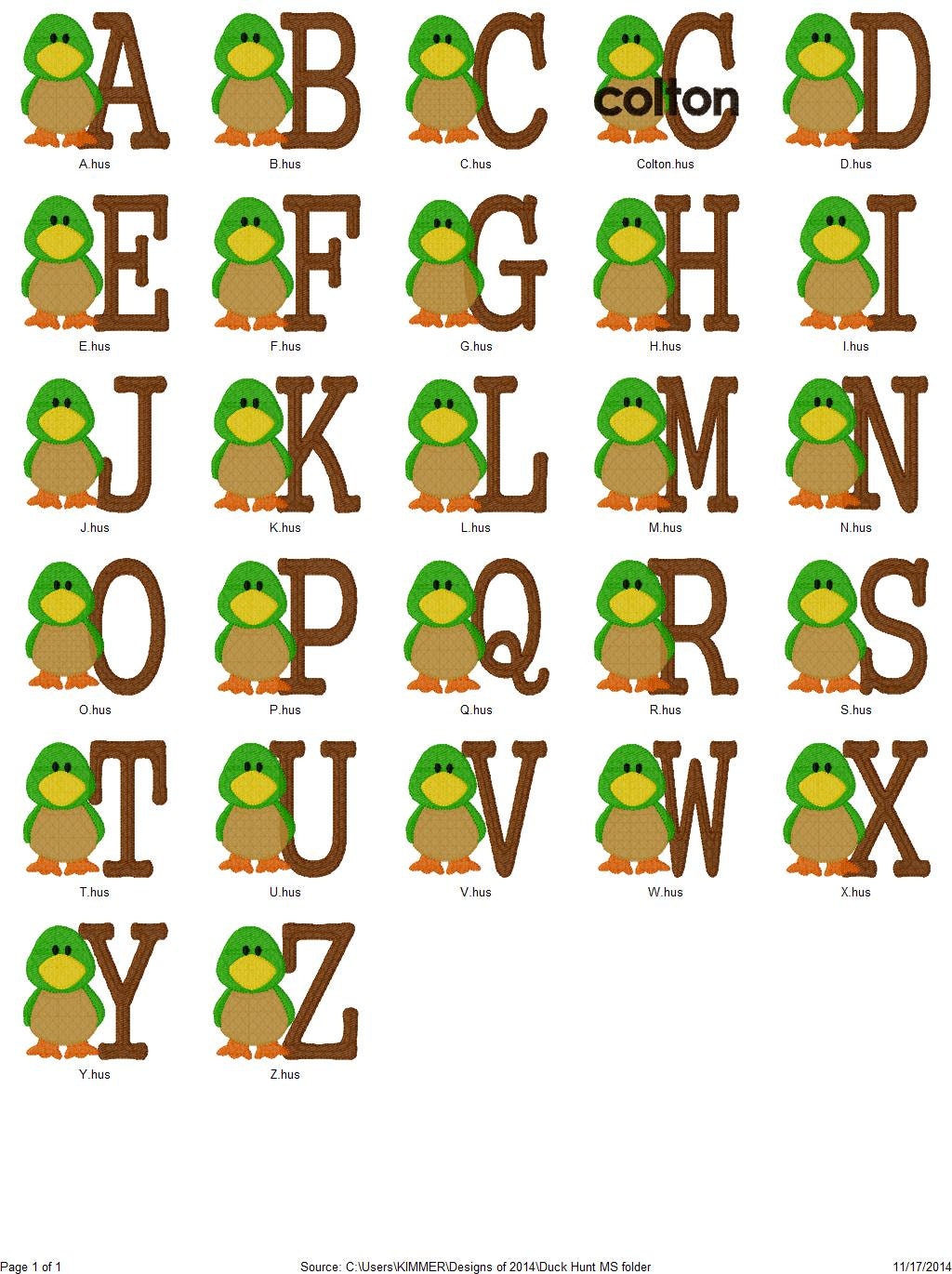 Duck Hunt Machine Embroidery Monogram Font Design Set Joyful Stitches ...