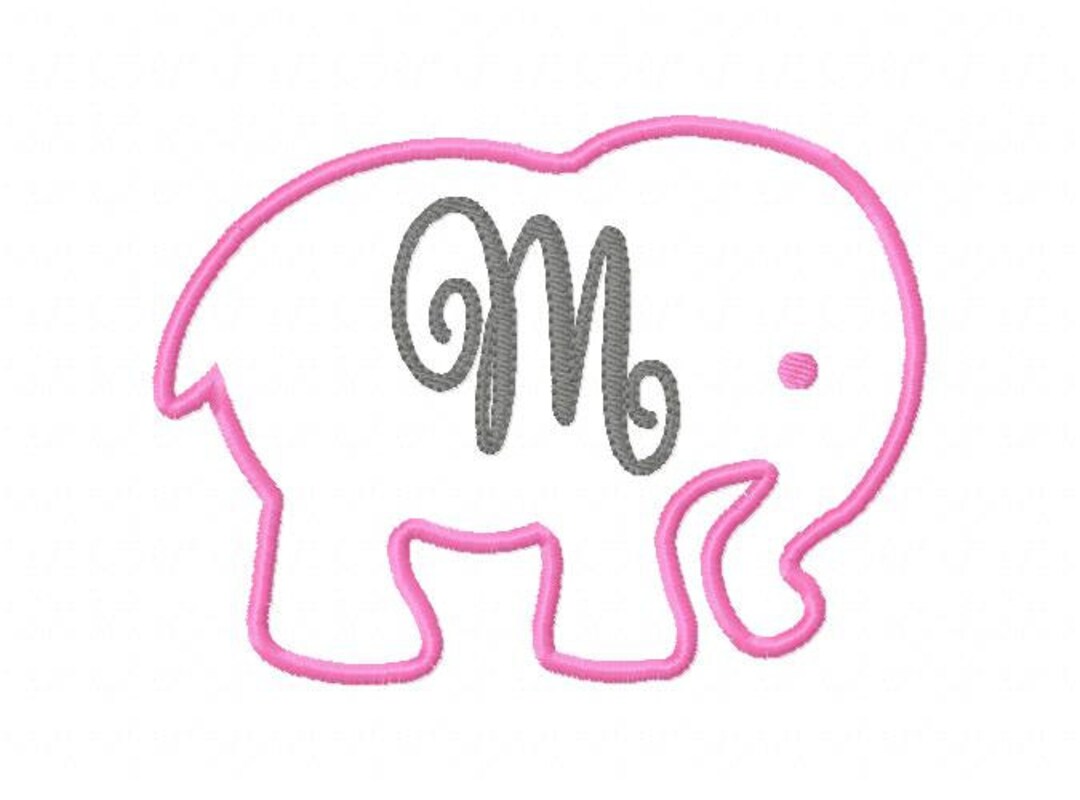 Elephant 5x7 Applique Monogram // Monogram Embroidery Font Design Set ...