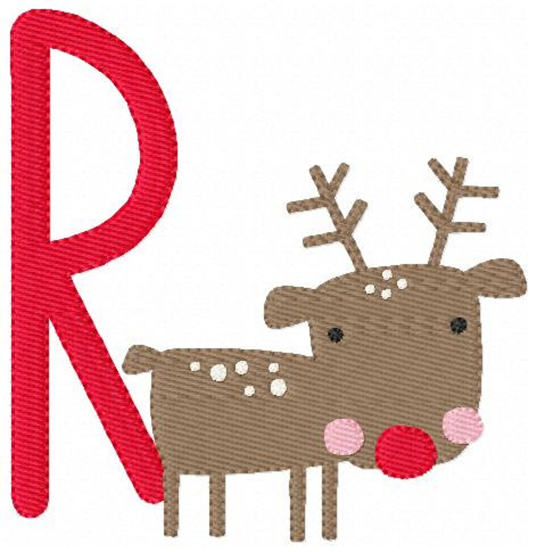 Festive Fun Red Nosed Reindeer Monogram Embroidery Designs, Embroidery ...