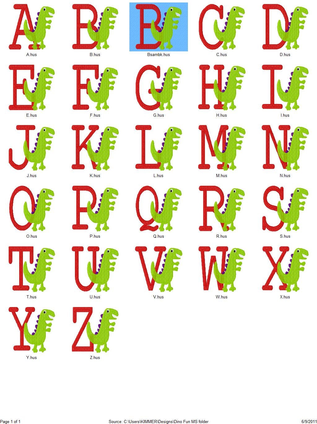 Dinosaur Dino Fun Monogram Embroidery Font Design Set, Machine ...