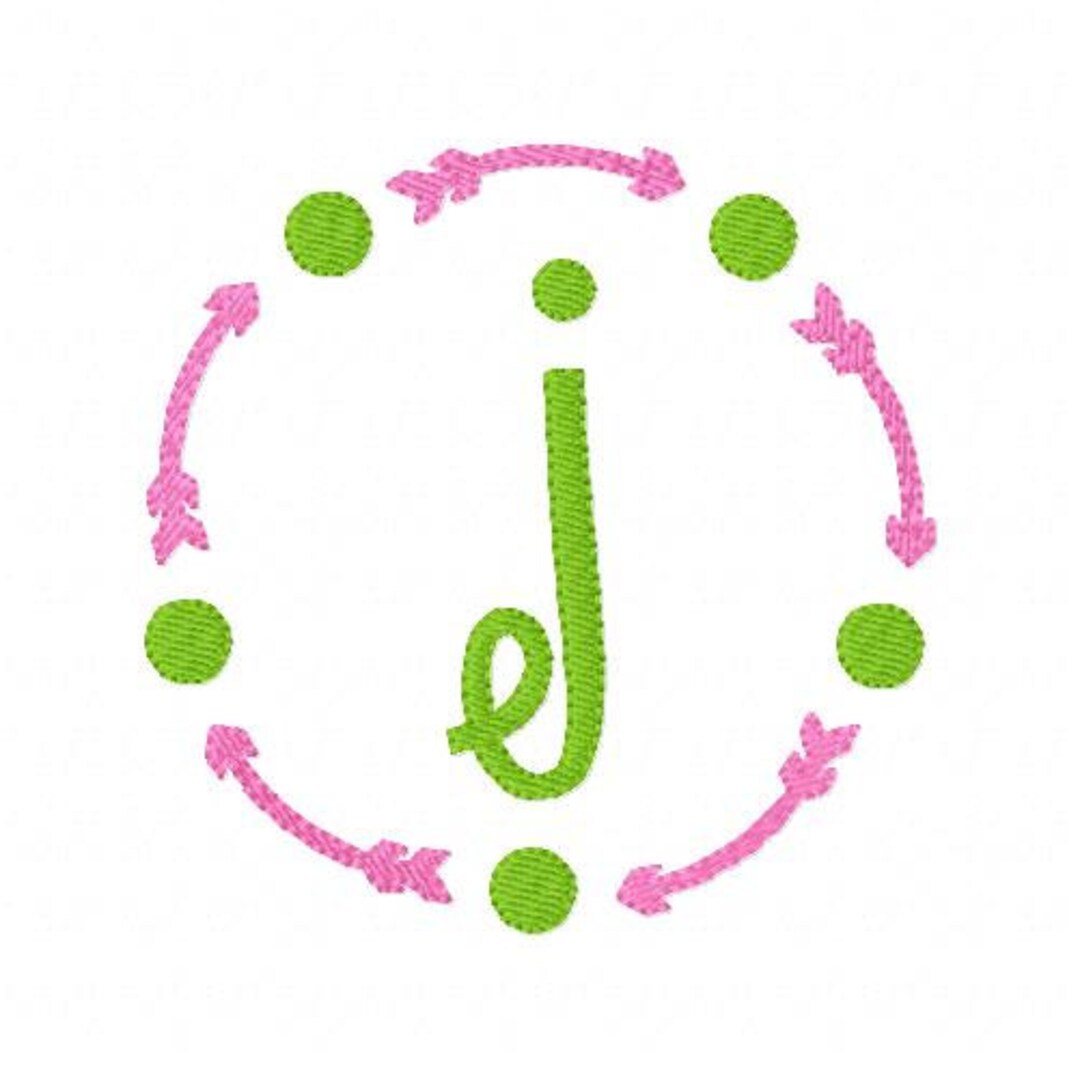 Arrow Dot Circle Monogram // Monogram Embroidery Font Design Set ...