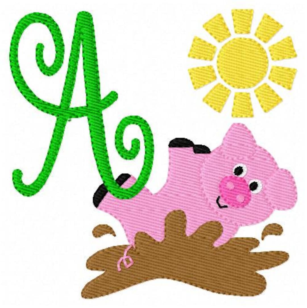 Farm, Pig, Embroidery Fonts, Farm Embroidery Designs, Monogram Font ...