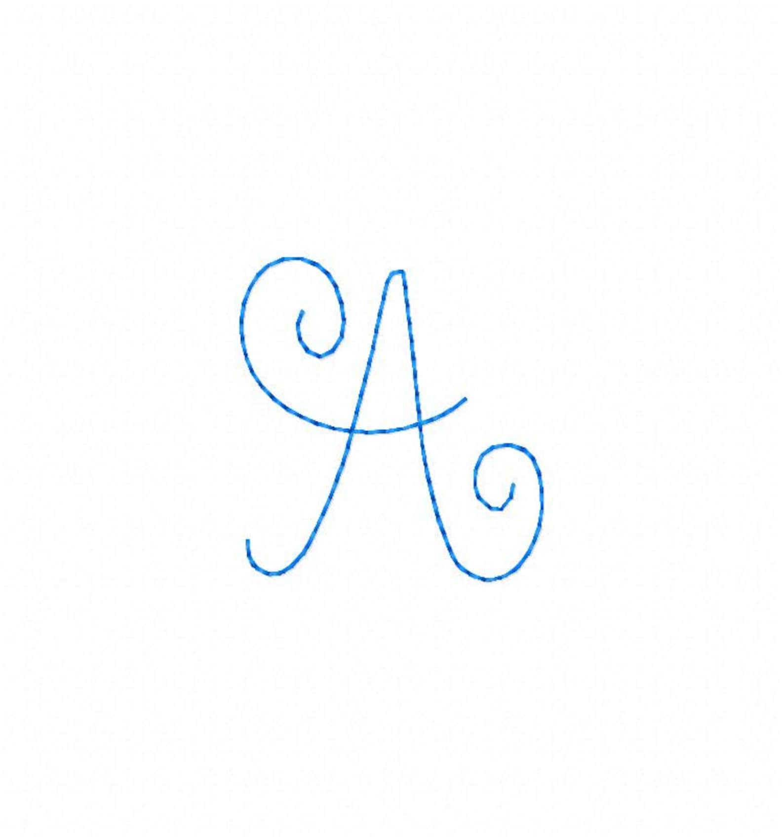 Cute Curly Thin Line Monogram Embroidery Font Design Set, Embroidery ...