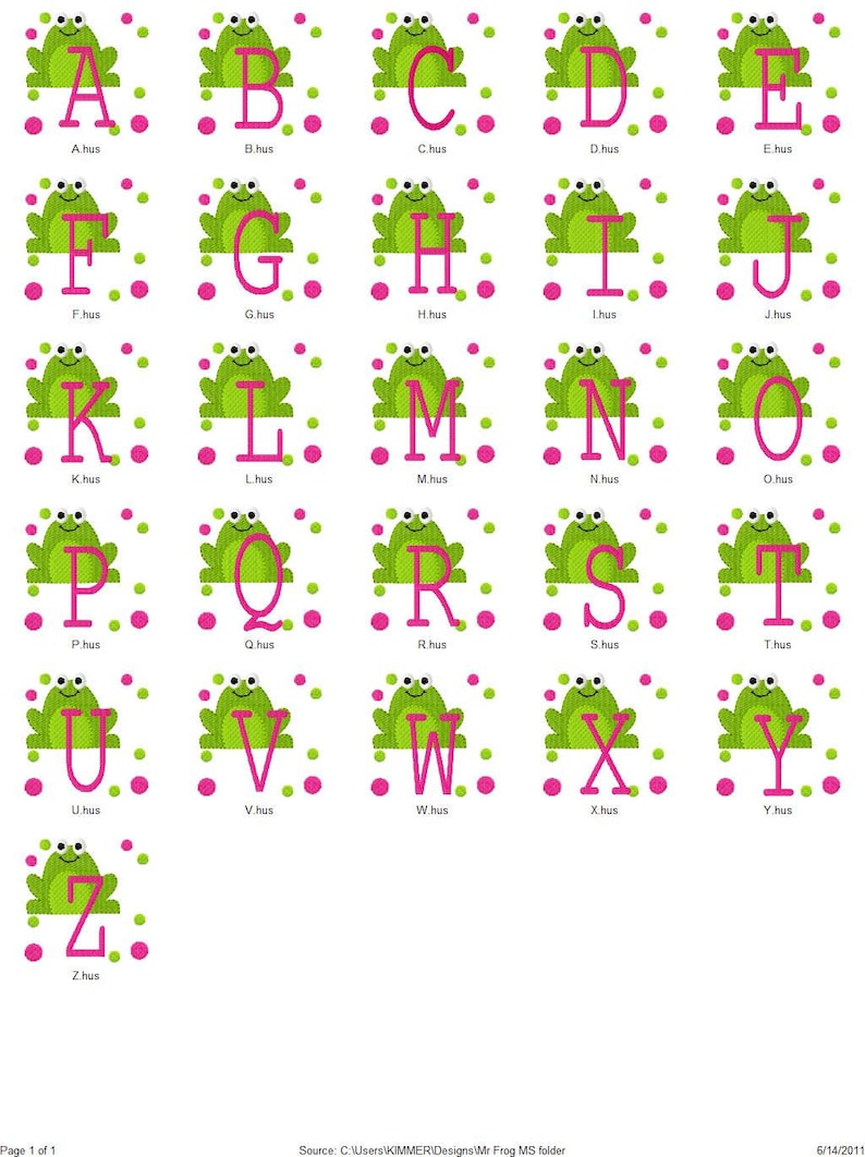 Frog Monogram Embroidery Font Design Set, Machine Embroidery Designs ...