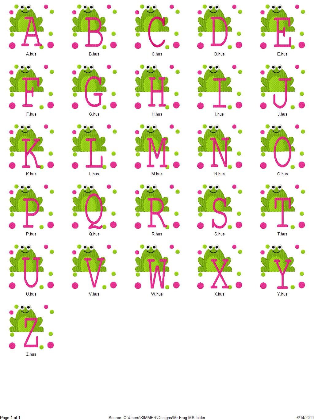 Frog Monogram Embroidery Font Design Set Machine Embroidery | Etsy