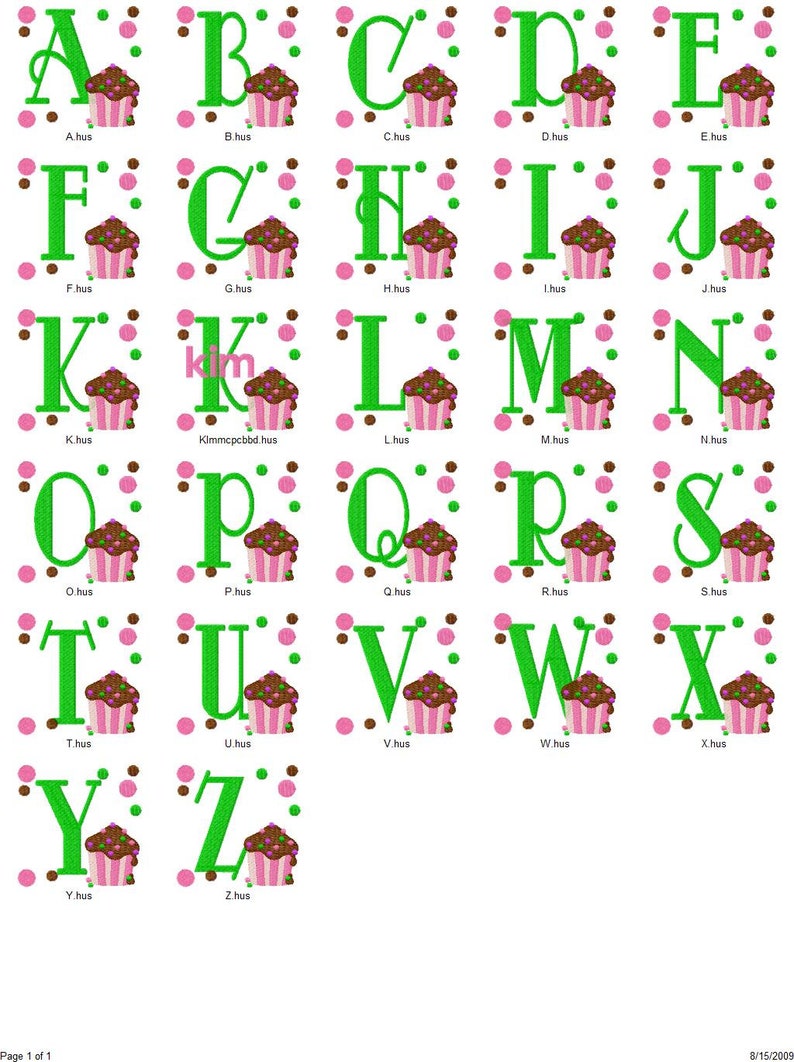 Cupcake Fun With Sprinkles Monogram Embroidery Font Designs | Etsy