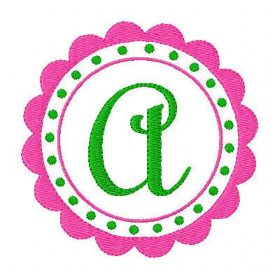 Circle Monogram// Scallop Monogram // Dainty Machine Embroidery ...