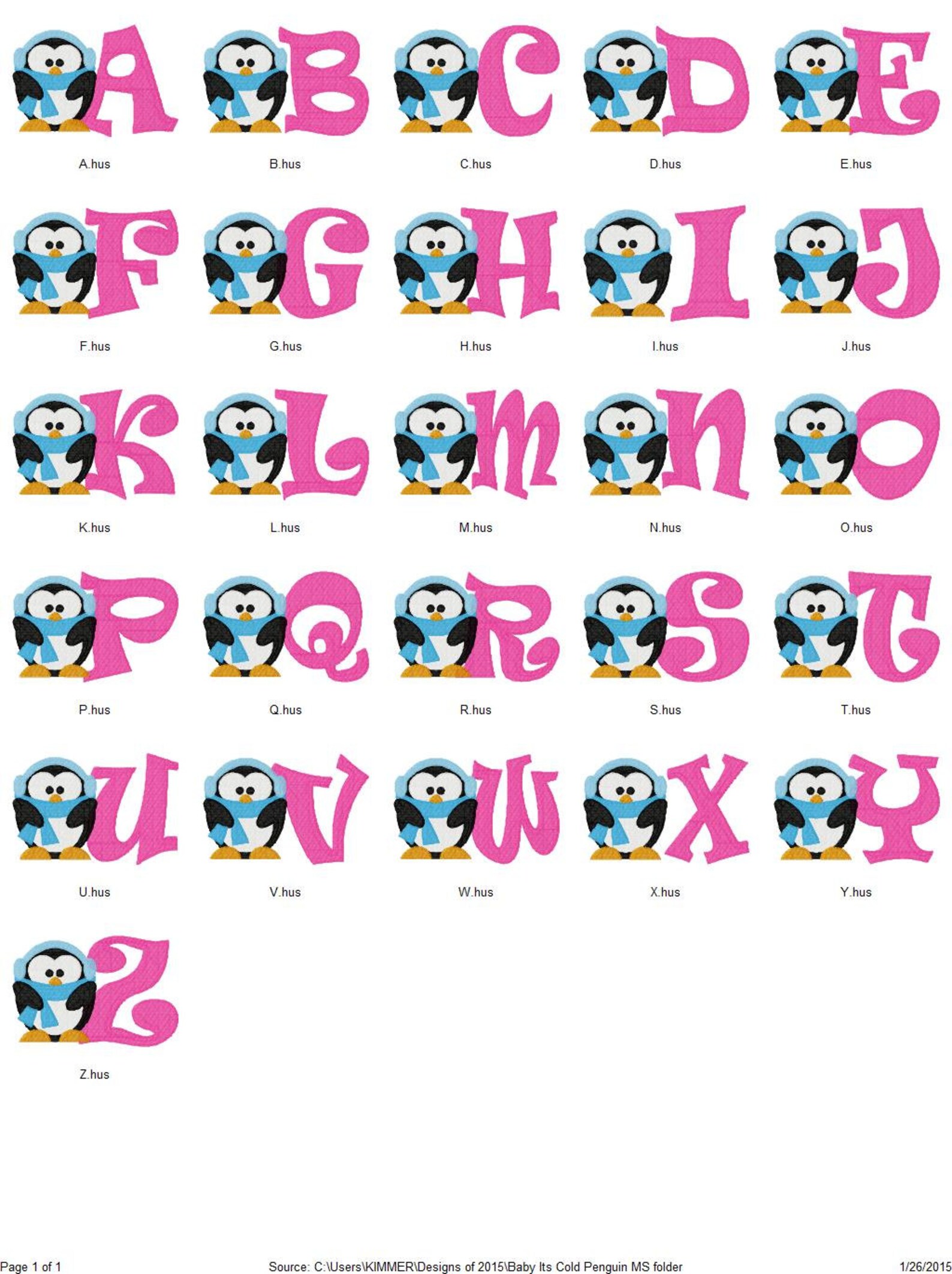 Penguin // 5x7 // Monogram Embroidery Font Design Set Machine | Etsy