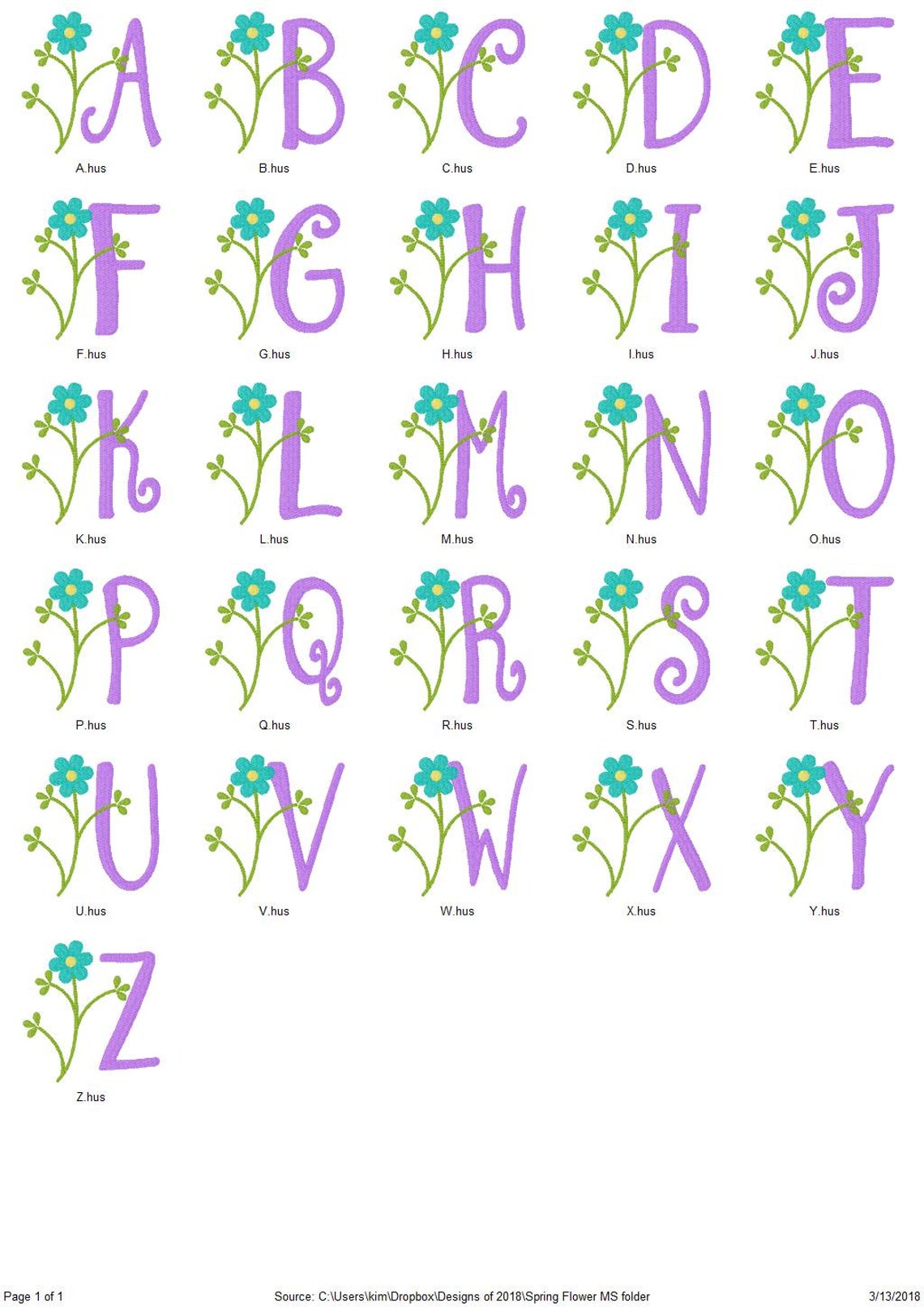 Flower Monogram Machine Embroidery Design Spring Embroidery | Etsy