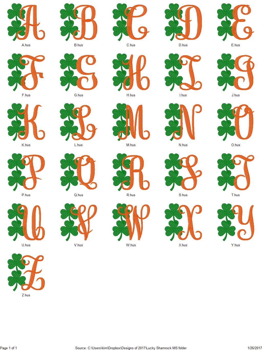Lucky // Shamrock // Clover // St Patrick's Day // Monogram Embroidery ...