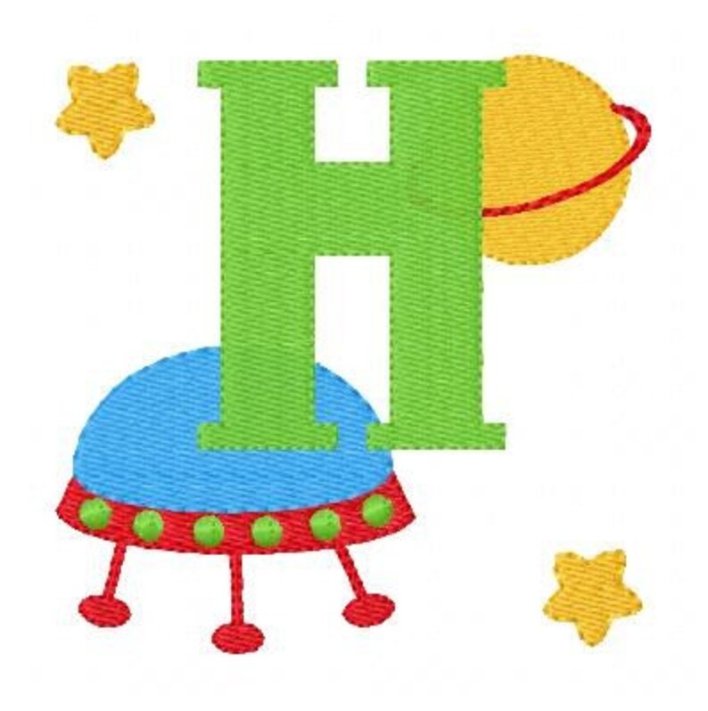 Space Ship Monogram Machine Embroidery Design Font Set// Space ...