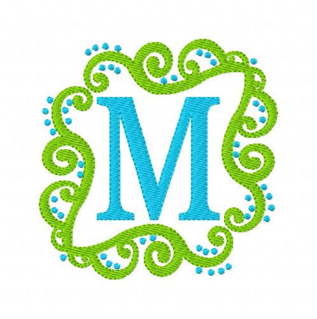 Swirls With Dots Embroidery Design, Classic Machine Embroidery Monogram ...